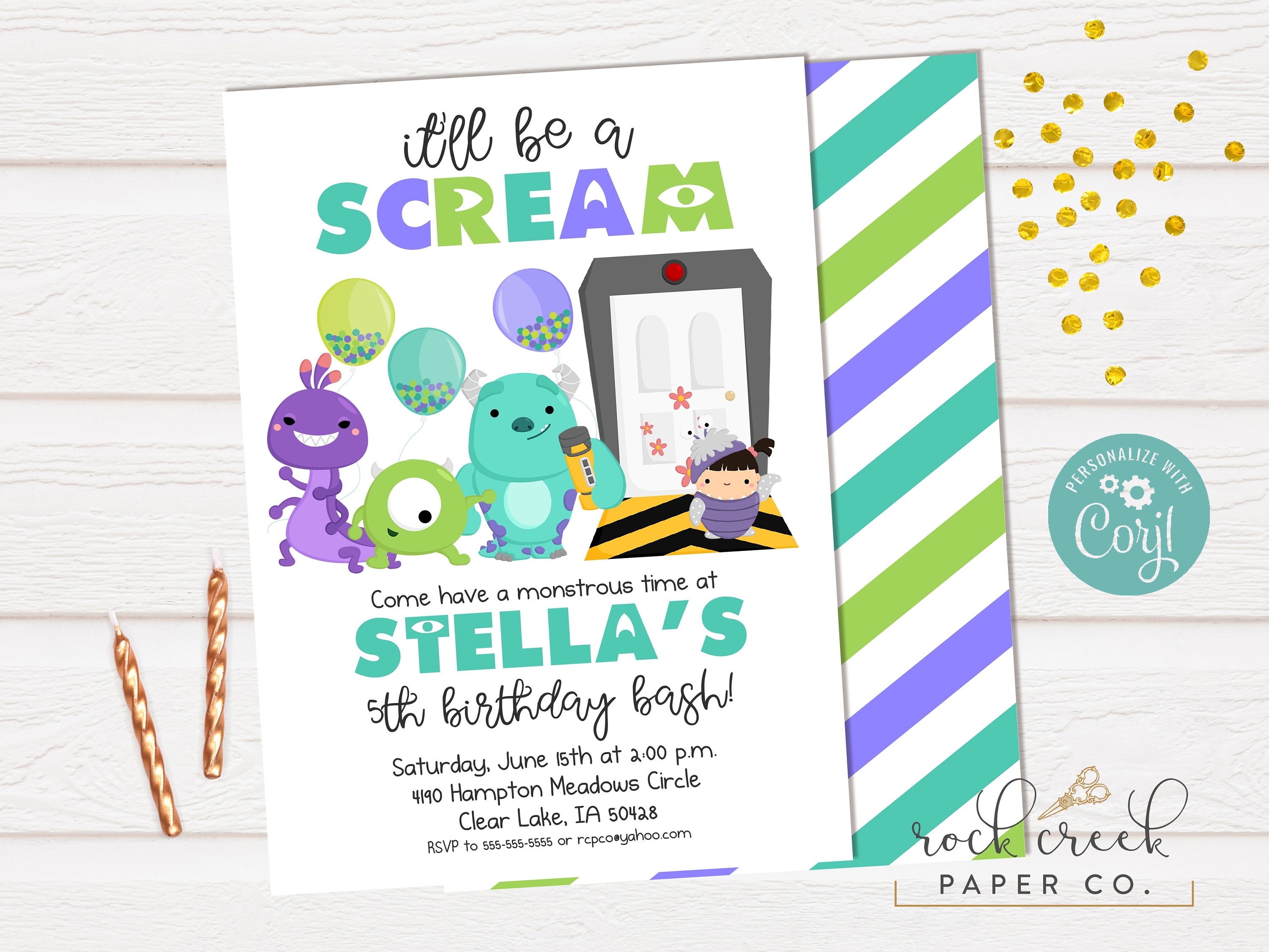 Monsters Inc Birthday Invitation Monsters Inc Birthday Party Etsy