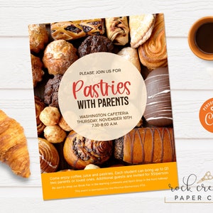 Pastries With Parents Flyer Pastries Breakfast Invitation - Etsy