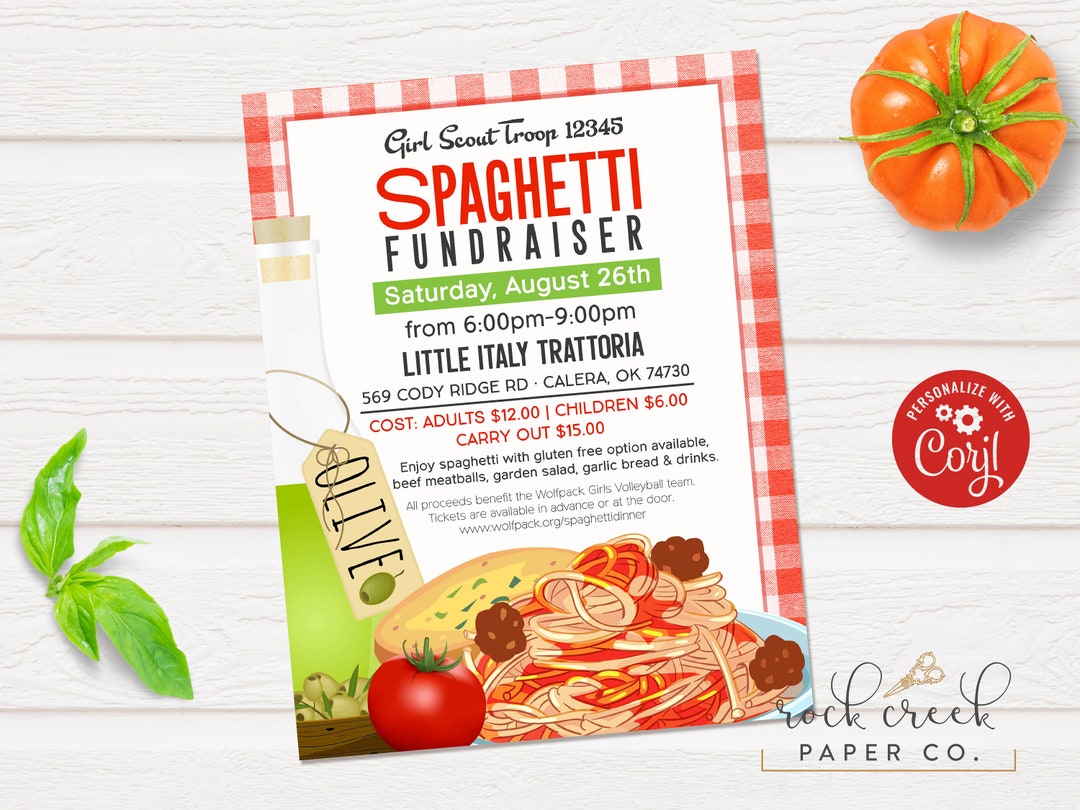 Spaghetti Dinner Invitation Spaghetti Fundraiser Spaghetti - Etsy