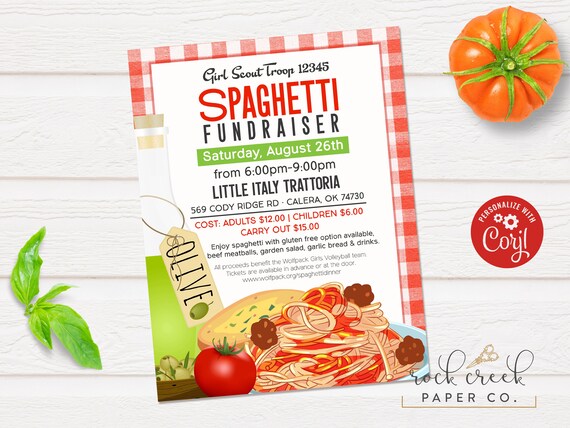 Spaghetti Dinner Invitation, Spaghetti Fundraiser, Spaghetti Dinner ...