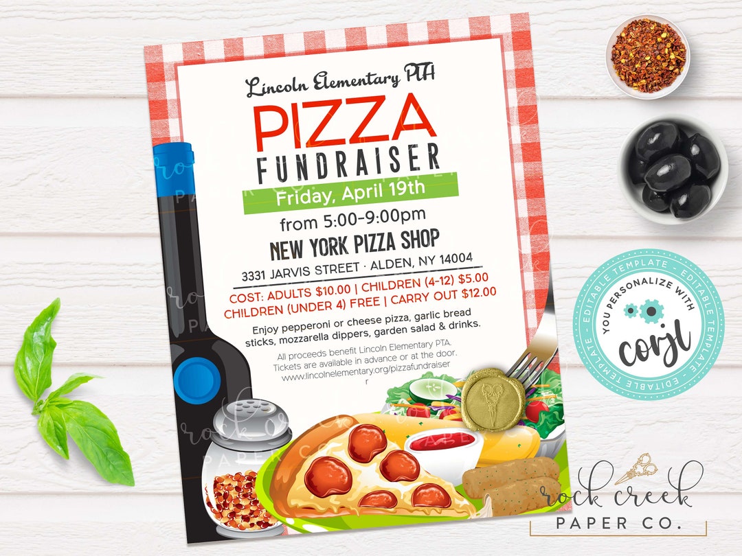 Pizza Dinner Invitation, Pizza Fundraiser, Pizza Dinner Flyer, New York ...
