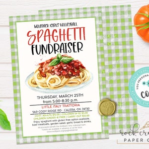 Spaghetti Dinner Invitation, Spaghetti Fundraiser, Spaghetti Dinner ...