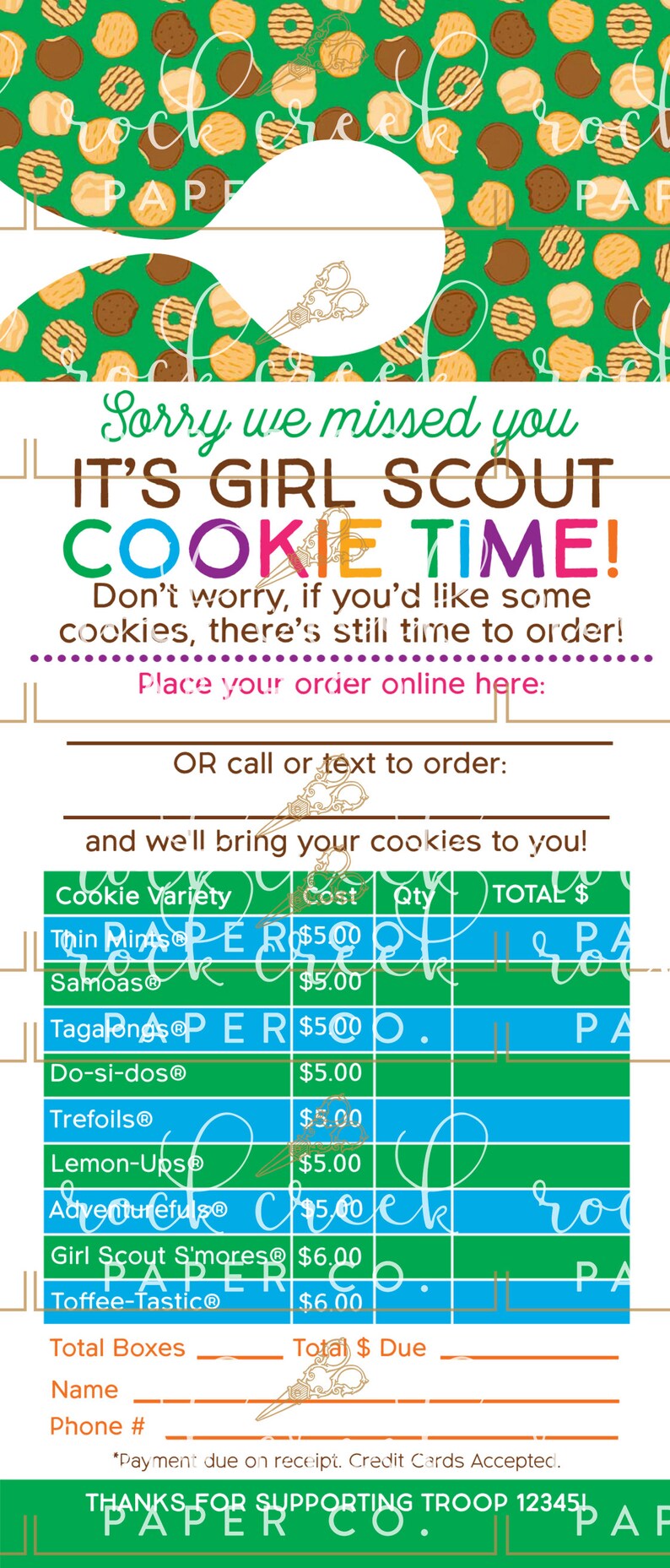 Girl Scout Cookie Door Hanger Sorry We Missed You Door | Etsy