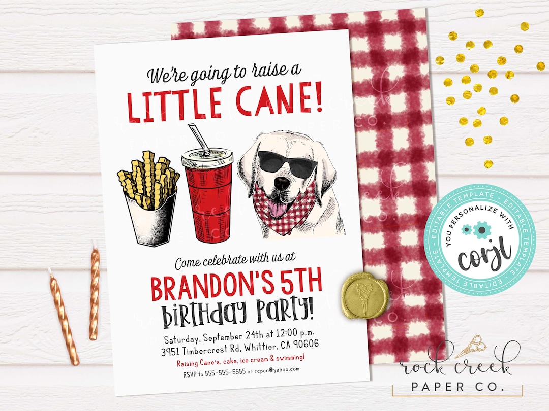 Raise a Little Cane Birthday Invitation: Editable Party Templates ...