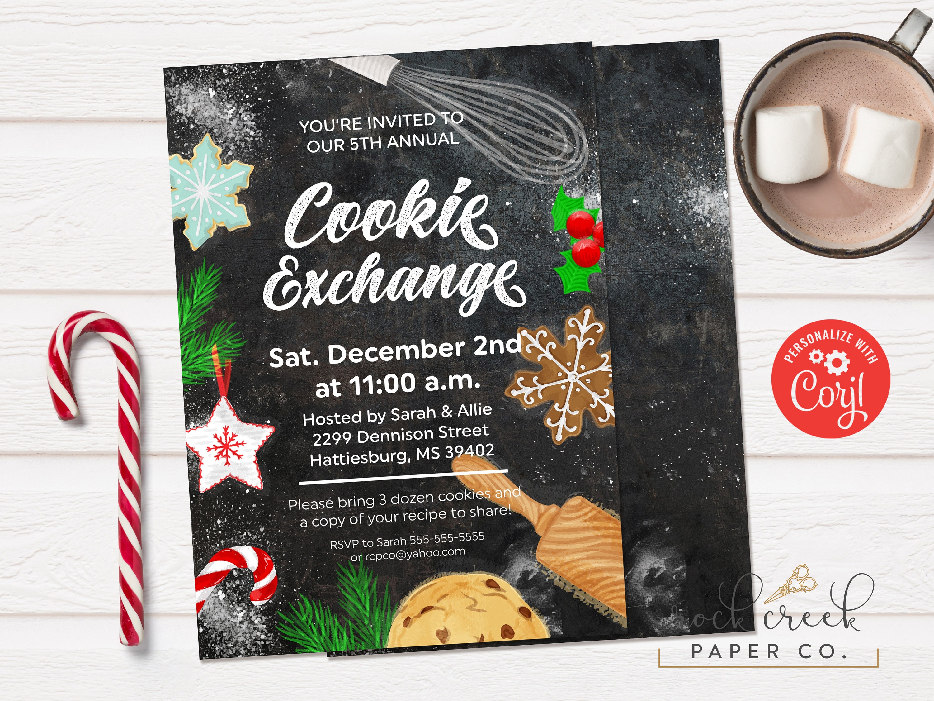 Invitations Paper & Party Supplies Christmas Cookie Party Invite Cookie ...