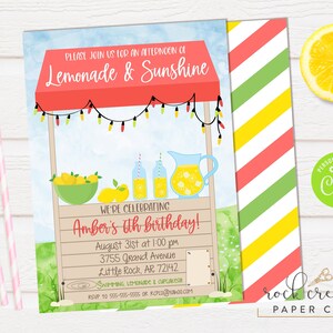 Lemonade Stand Birthday Invitation Lemonade Party Lemonade - Etsy