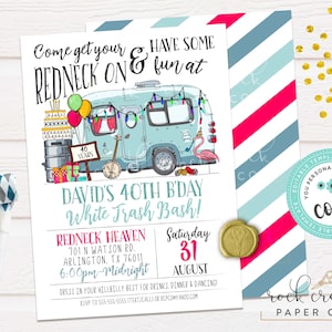 Redneck Hootenanny Birthday Invitation: Editable Trailer Park Party ...