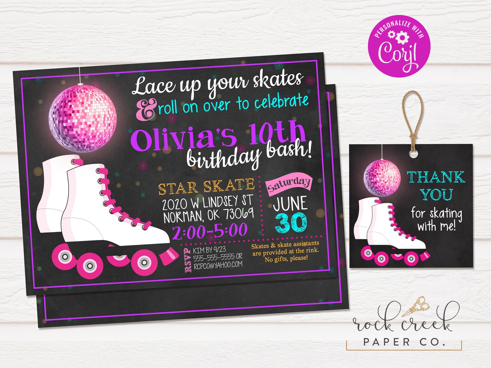Roller Skating Birthday Invitation Skating Rink Party Roller - Etsy