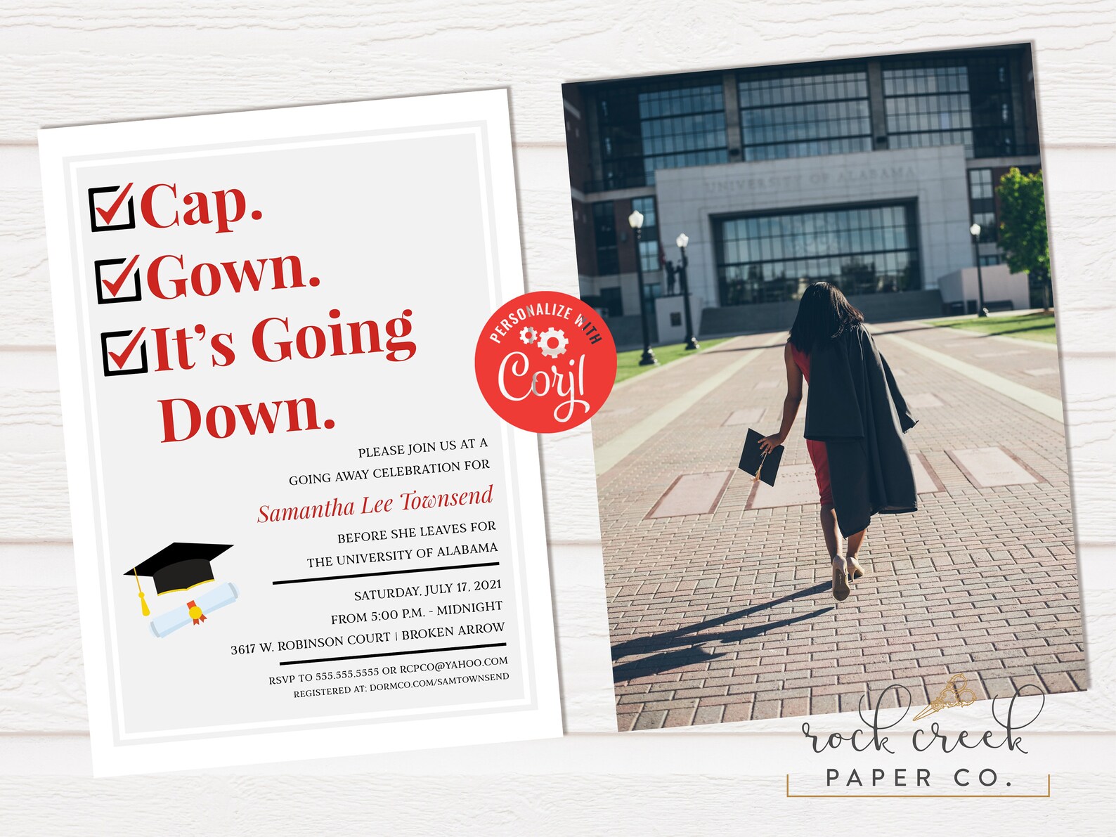 Cap & Gown College Send off Invitation Going Away Party - Etsy Australia