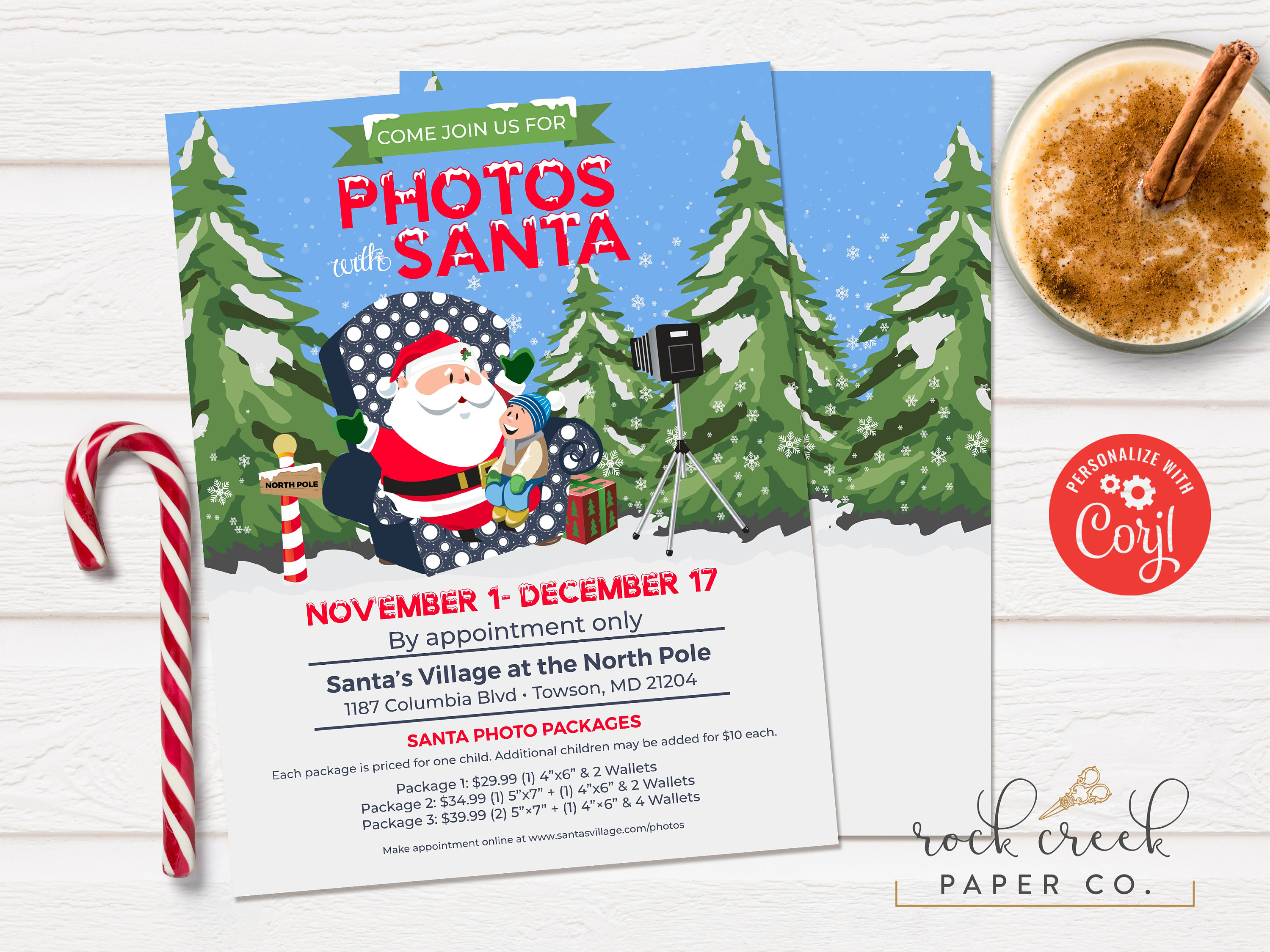Paper & Party Supplies Photos with Santa Invitation Digital Event Flyer ...