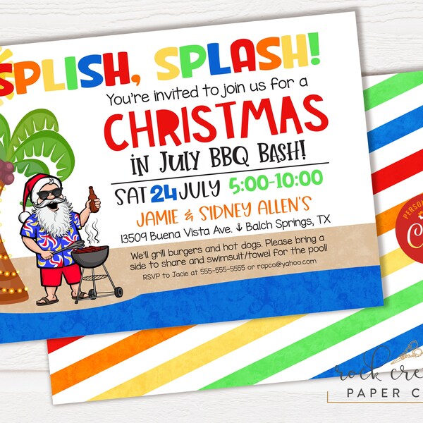 Christmas Pool Party Invitation - Etsy