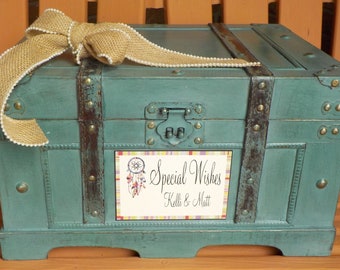 XL Wood Wedding Card Box Trunk OPTIONAL Card Slot & OPTIONAL | Etsy