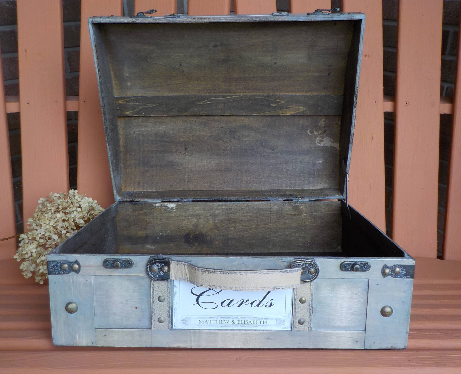 XL Wood Wedding Card Box Trunk OPTIONAL Card Slot & OPTIONAL | Etsy