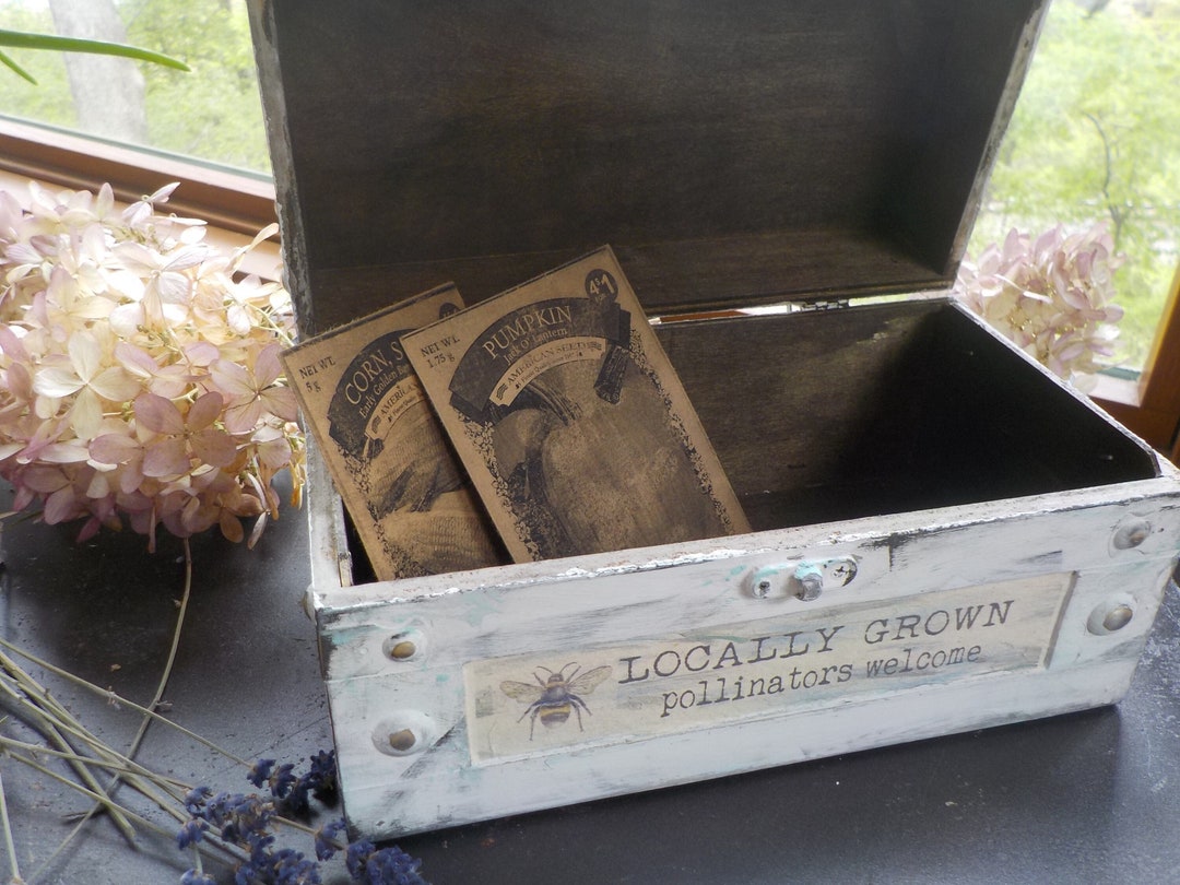 Rustic Seed Packet Box, Wood Keepsake Box, PERSONALIZED Name, Seed ...