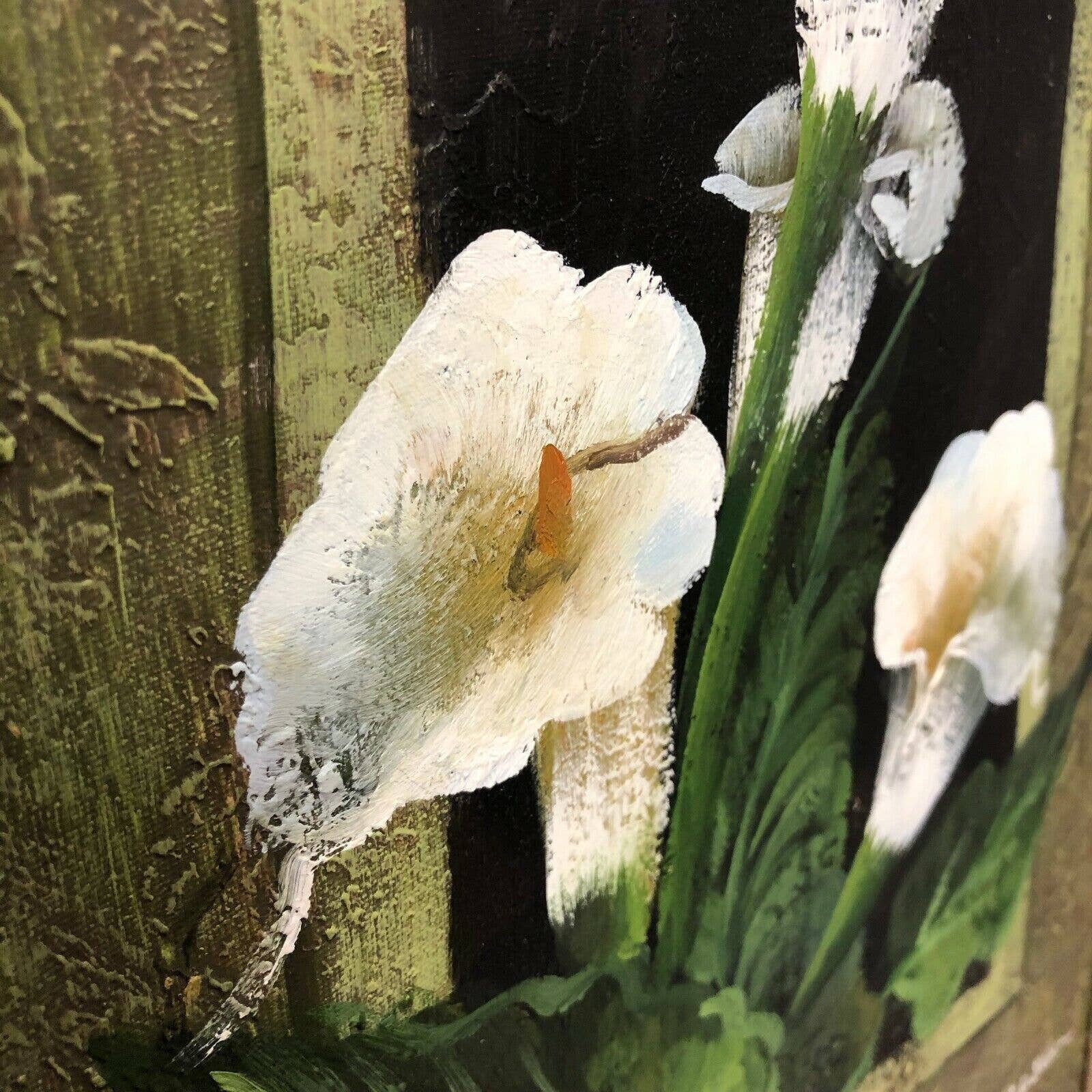 Still Life Signed Vintage Oil Painting White Lillies Robert Allen ...