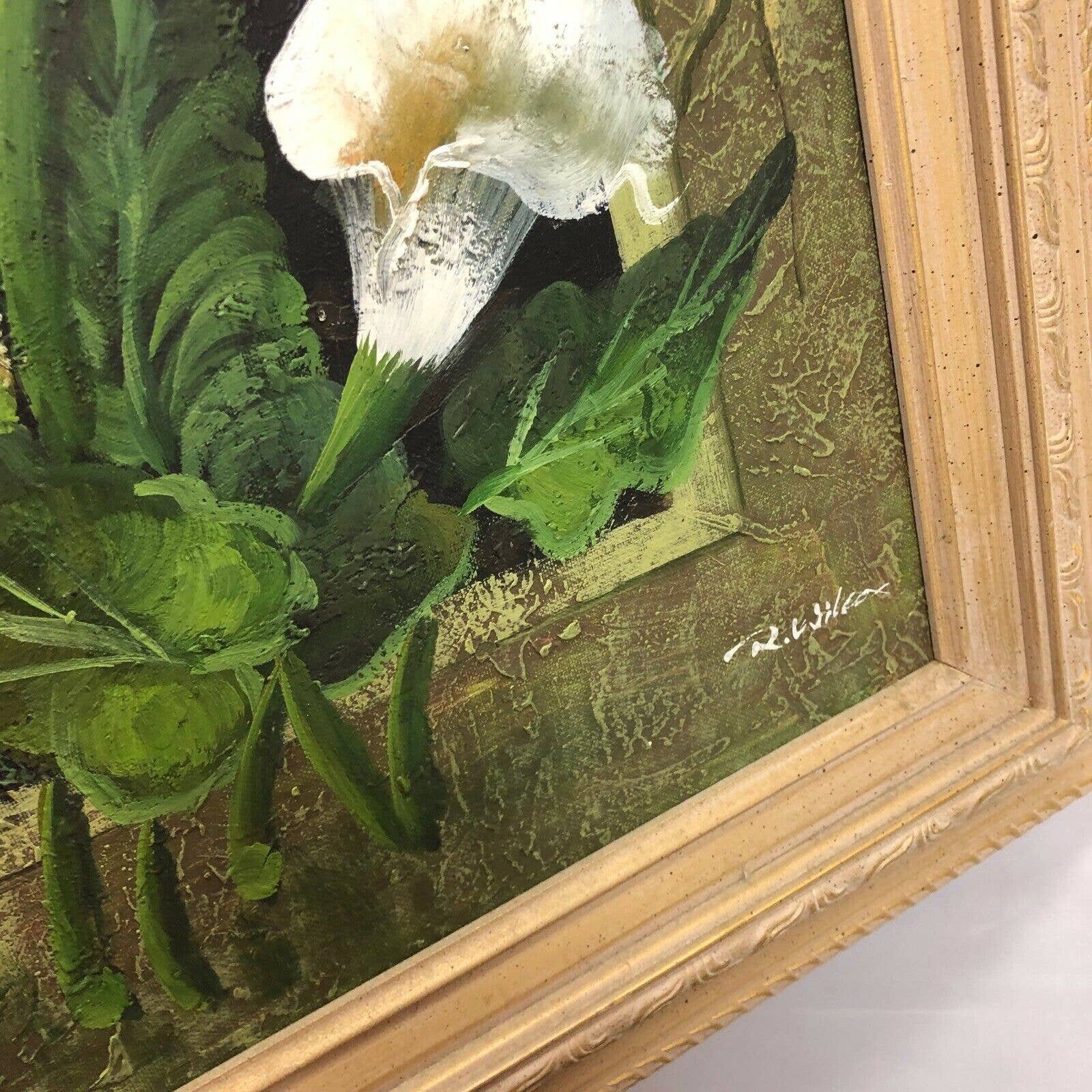 Still Life Signed Vintage Oil Painting White Lillies Robert Allen ...