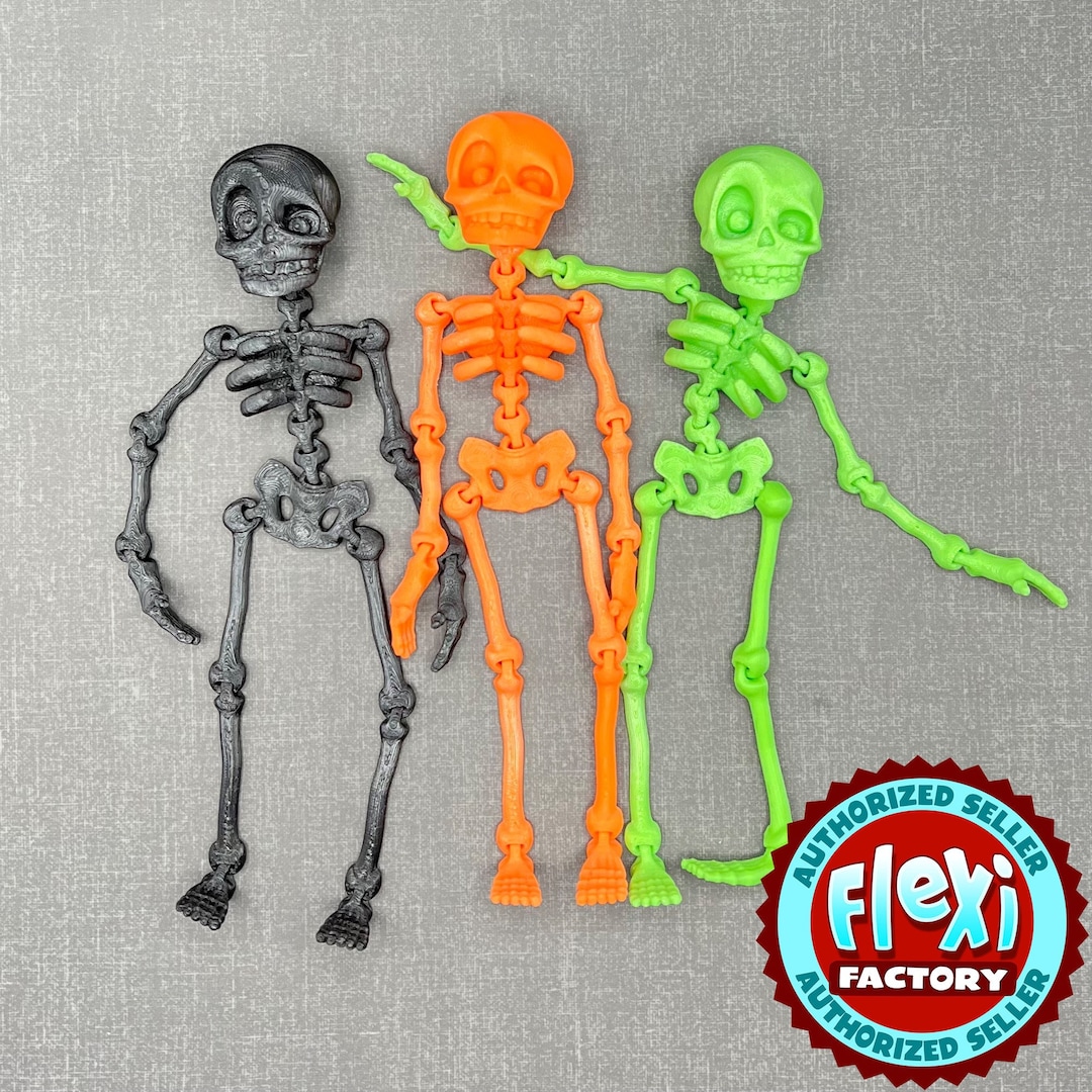 Skeleton, Flexible Skeleton, 3D Printed, Halloween Decor, Fidget ...
