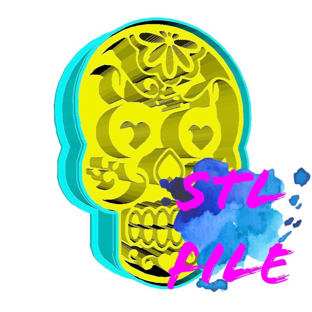 3D STL Print File Sugar Skull Imprint Cookie Cutter, Fondant Cutter ...