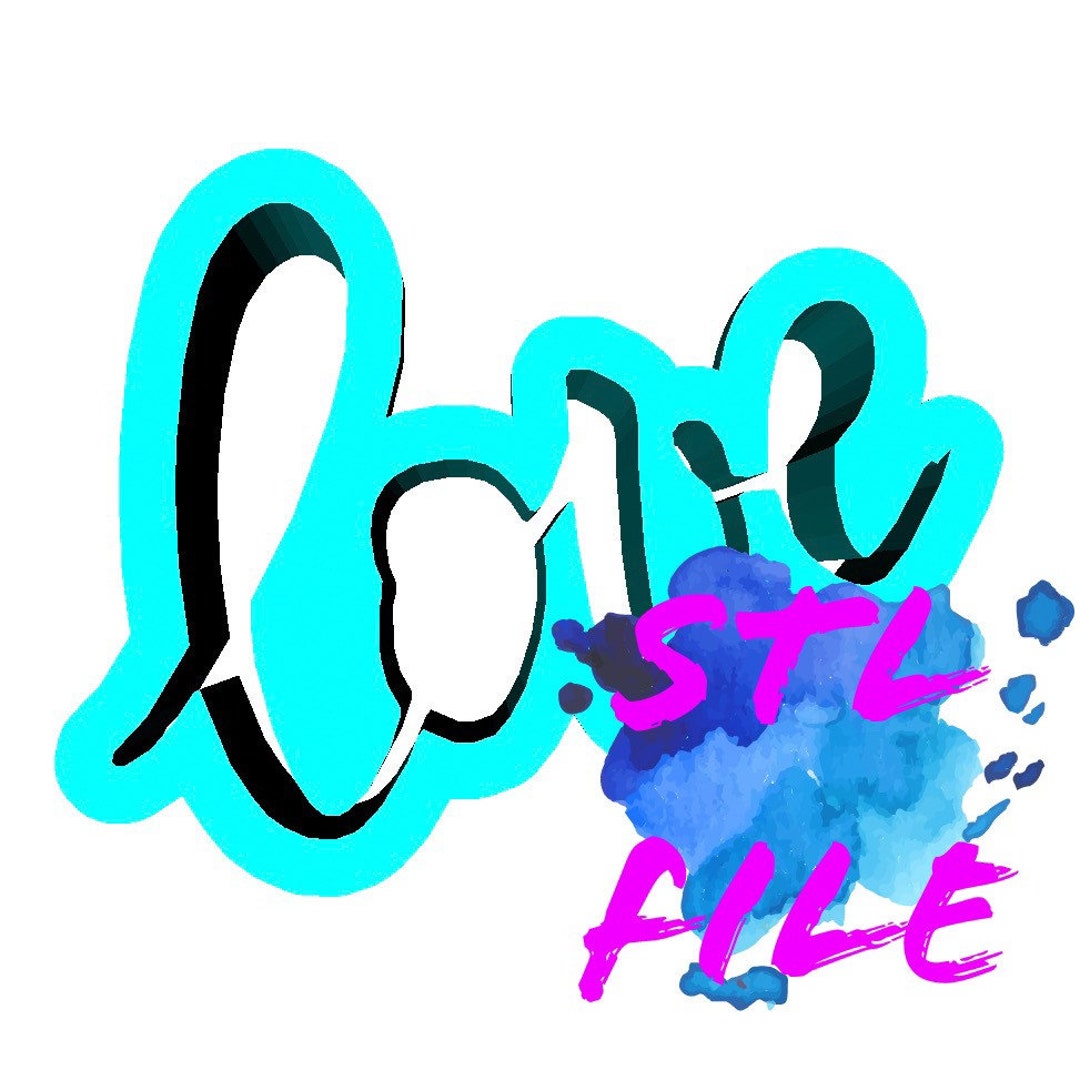 3D STL Print File Script Love Cookie Cutter, Fondant Cutter, Clay ...