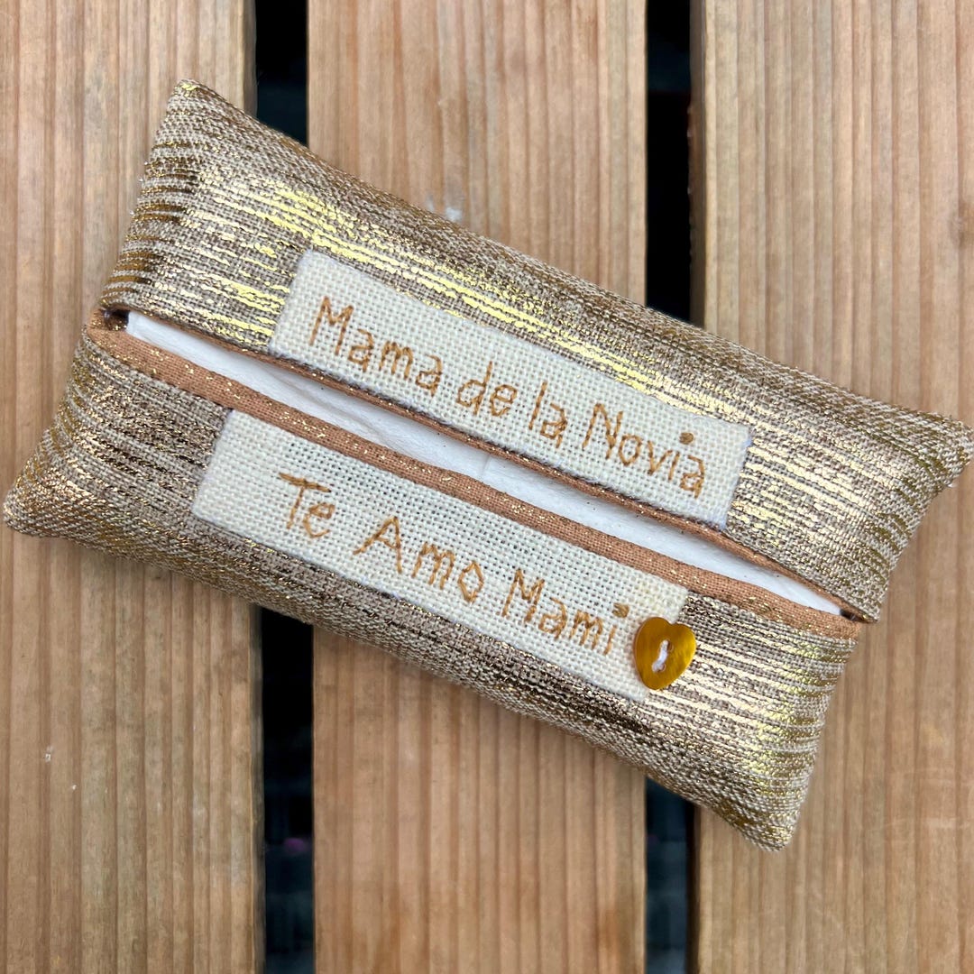 Mama De La Novia Te Amo Mami Gold Tissue Holder Hand Embroidered Mother ...