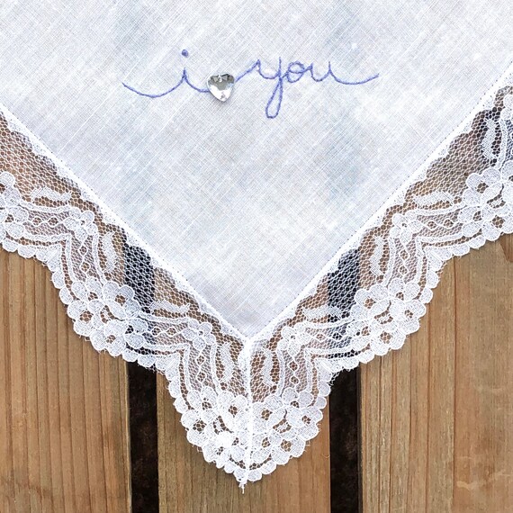 I Love You ~ Vintage Handkerchief ~ Hand Embroidered … - Gem