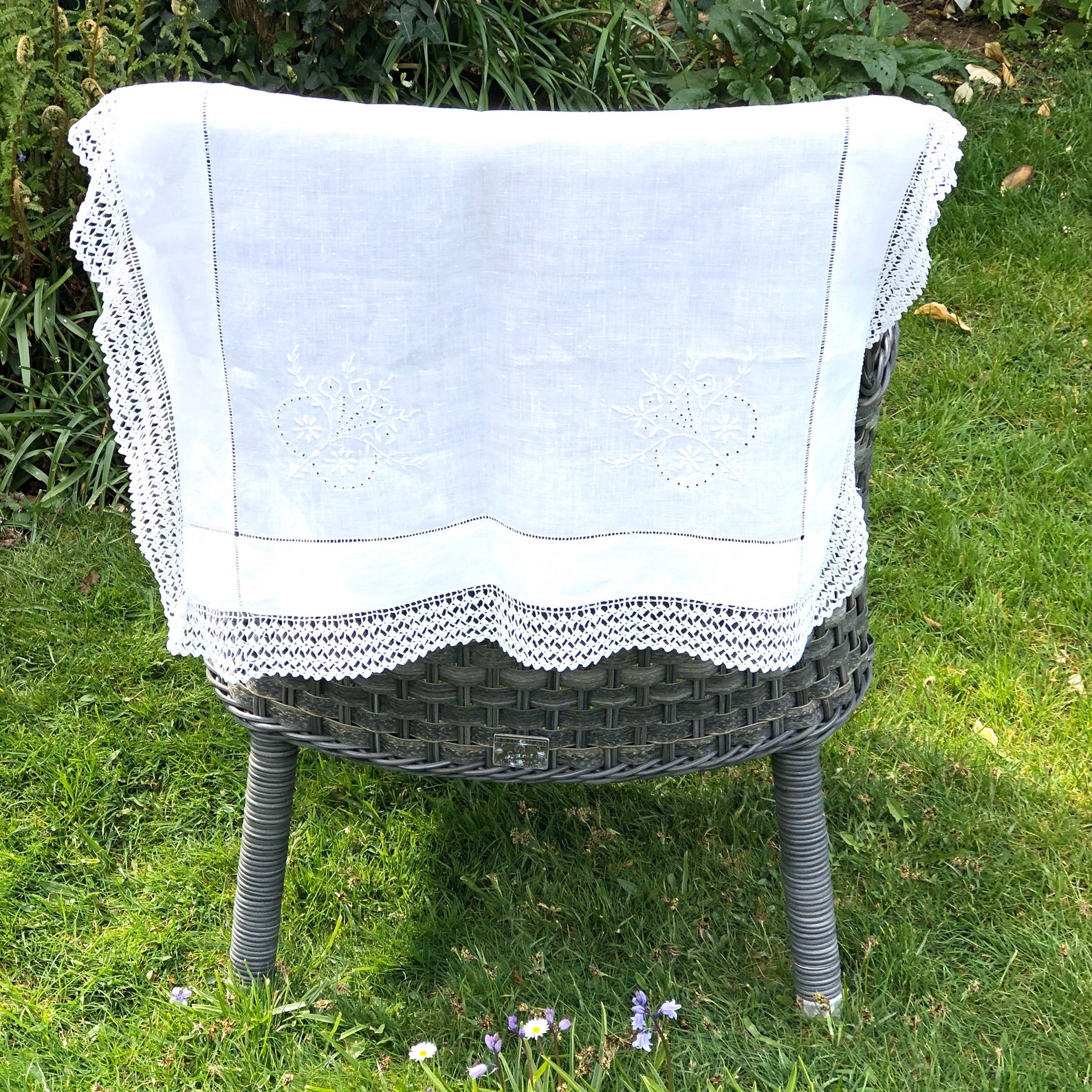 Antique Irish White Linen Oblong Table Runner Handmade - Etsy