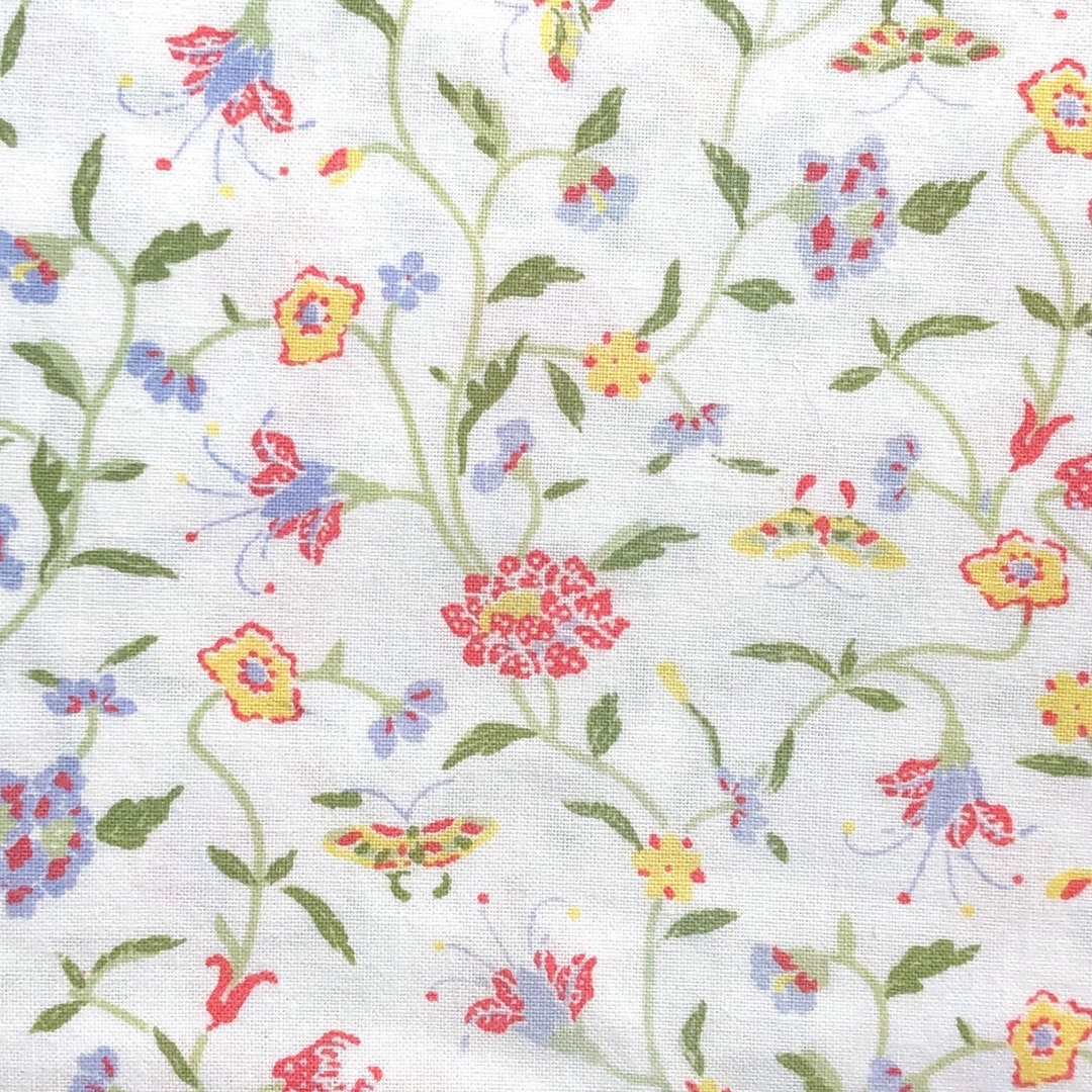 Floribunda Fabric ~ Laura Ashley ~ 1986 ~ Multi White ~ New, Vintage ...