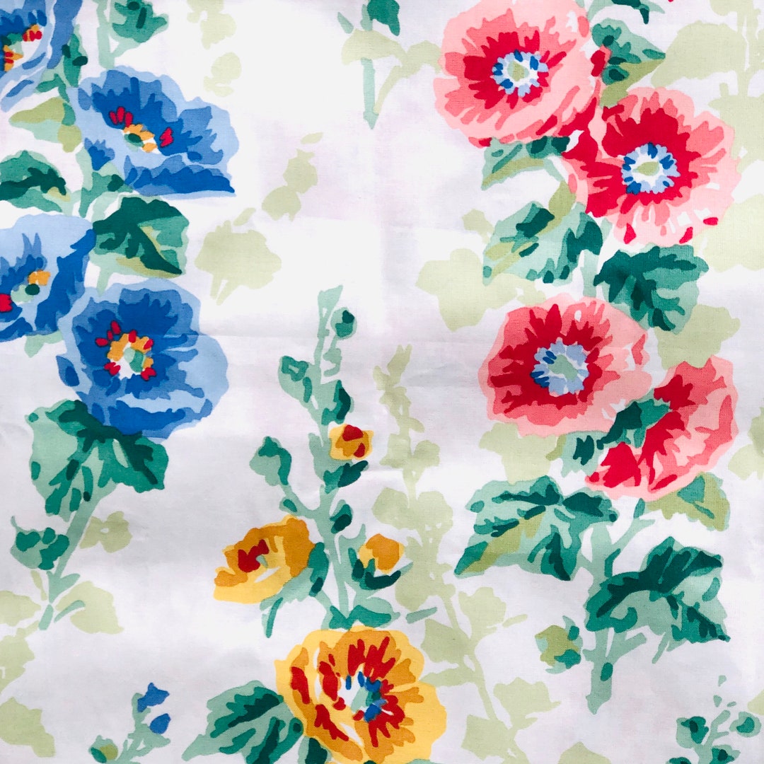 Laura Ashley Somerton Cotton Chintz Fabric: Hollyhock Floral Print ...