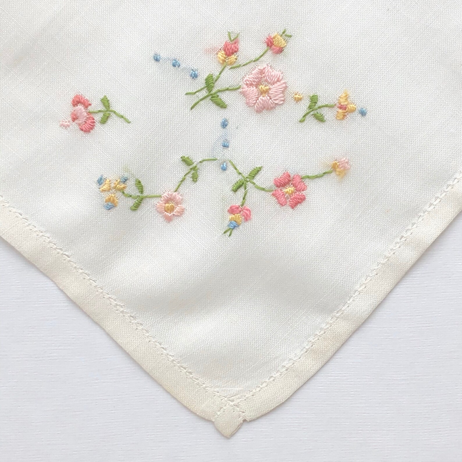 Love You Handkerchief: Hand Embroidered Cotton Vintage Hankie With ...