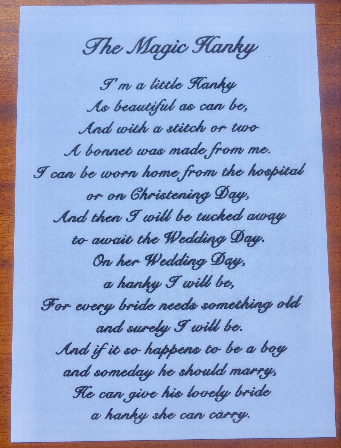 Childrens Handkerchief Bonnet With Poem Age 2-3 Years - Etsy