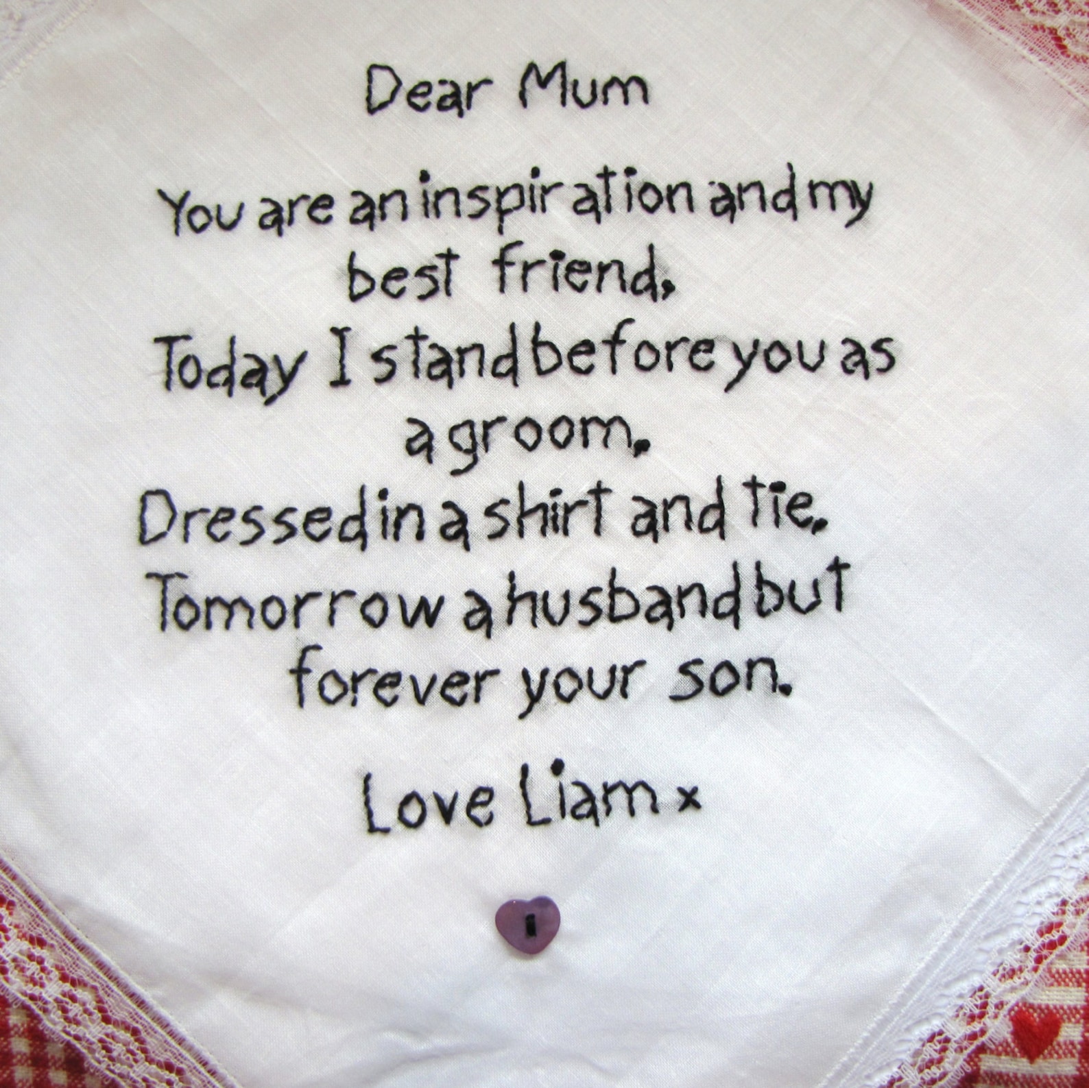 Poem Handkerchief Mother of the Groom Vintage Cotton & - Etsy