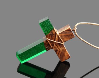 Green Cross Necklace - Etsy
