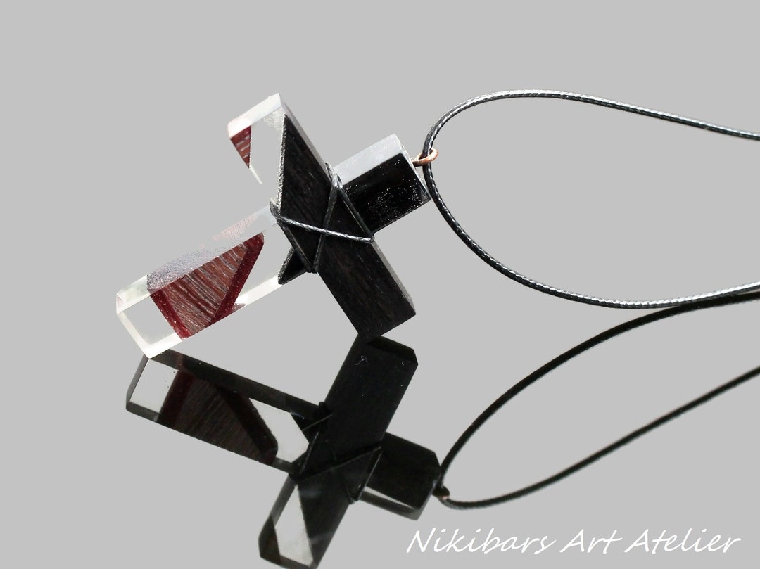 Ebony Cross Purple Wood Cross Boho Cross Cross Necklace Cross Jewelry ...