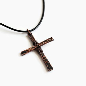 Rustic Cross Necklace Copper Mens Cross Necklaceabstract Men | Etsy