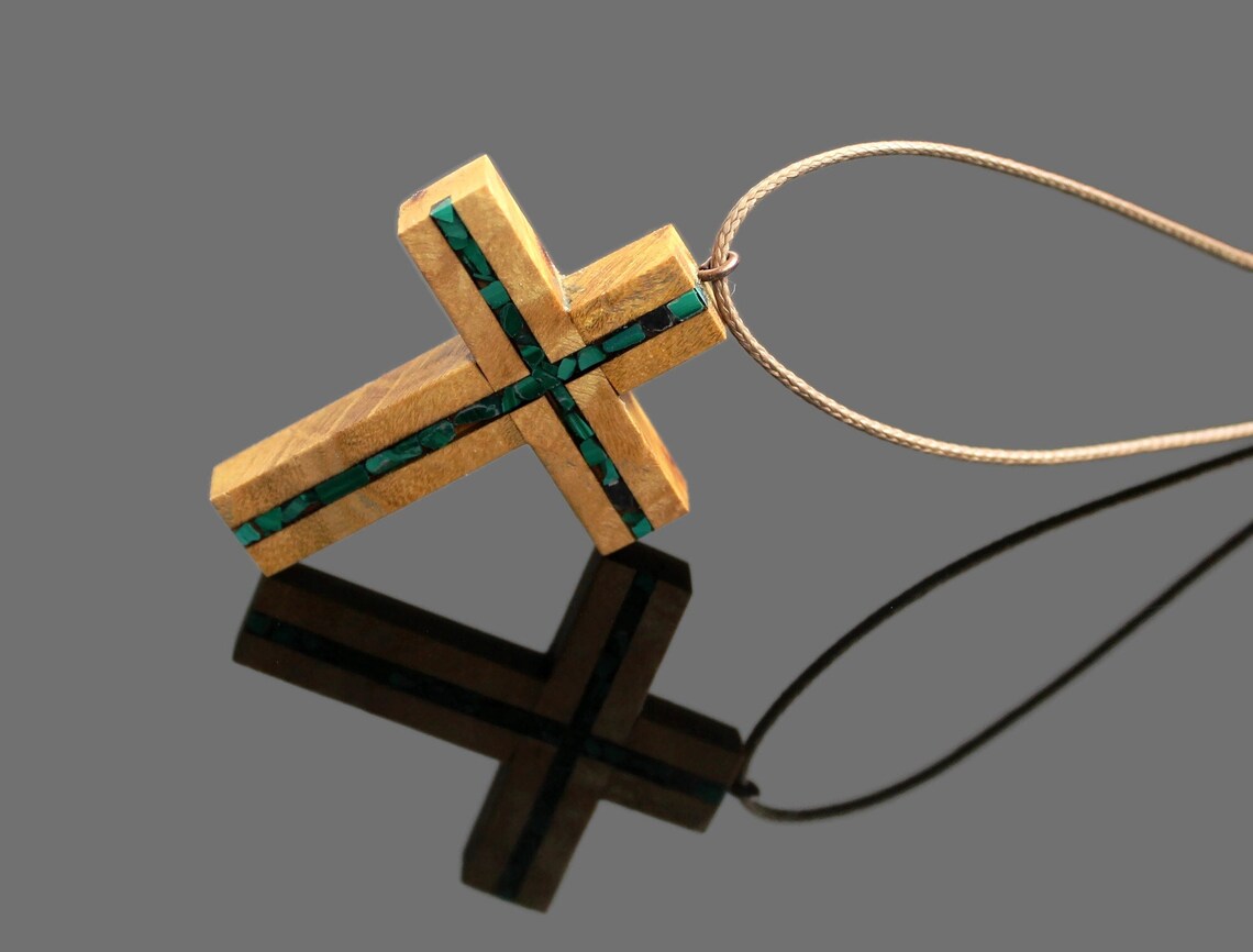 Wood Malachite Cross Wooden Art Cross Necklace Malachite - Etsy