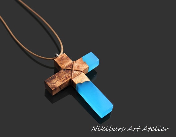Glow in Dark Cross Necklace UV Glow Cross Glow Cross Wood | Etsy