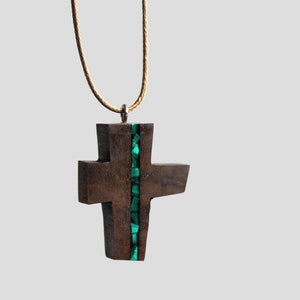 Malachite Cross Wood Malachite Cross Necklace Wood Boho Cross Necklace ...