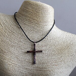 Rustic Cross Necklace Copper Mens Cross Necklaceabstract Men | Etsy