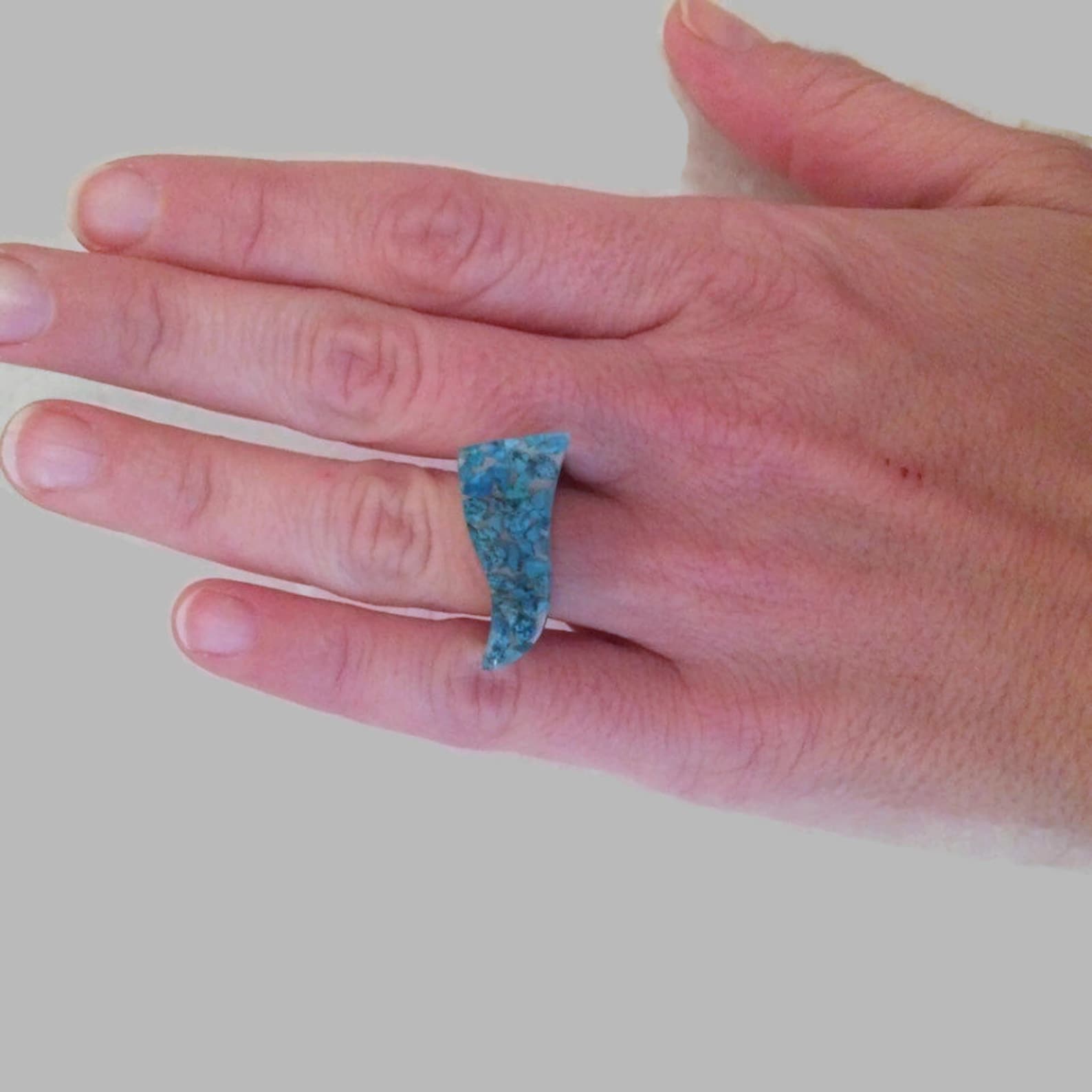 Turquoise Ring, Turquoise Resin Ring, Modernist Turquoise Ring, Resin ...
