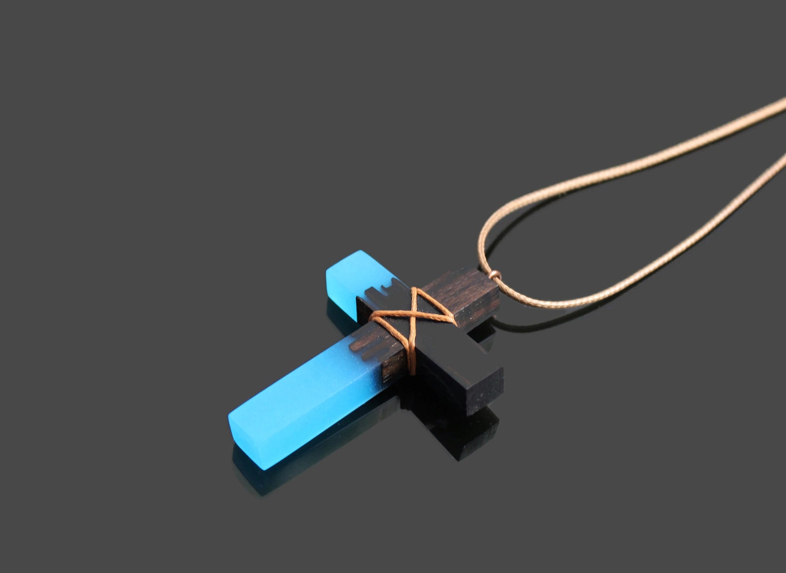 UV Glow Cross Glow in Dark Cross Necklace Wood Resin Cross - Etsy