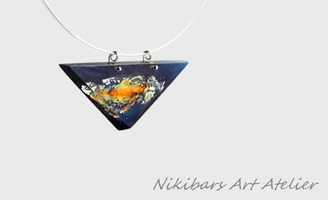 Galaxy Resin Necklace, Multicolor Resin Galaxy Necklace, Abstract ...