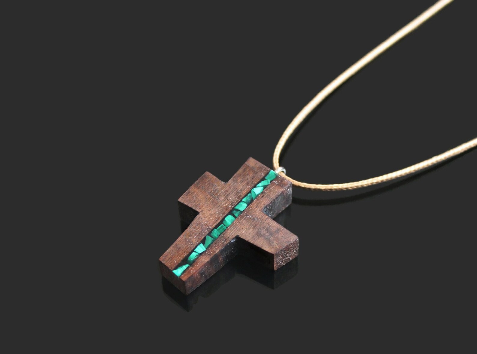 Malachite Cross Wood Malachite Cross Necklace Wood Boho | Etsy