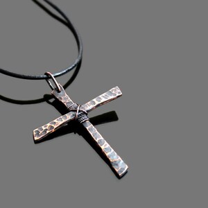 Rustic Cross Necklace Copper Mens Cross Necklaceabstract Men - Etsy