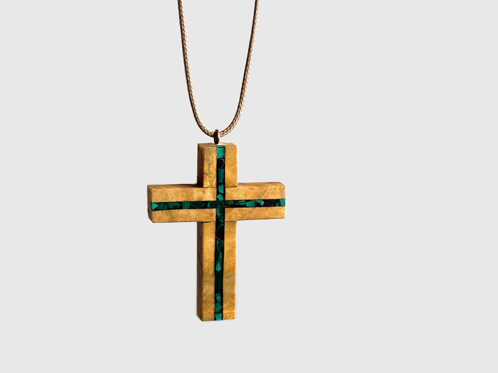 Wood Malachite Cross Wooden Art Cross Necklace Malachite - Etsy