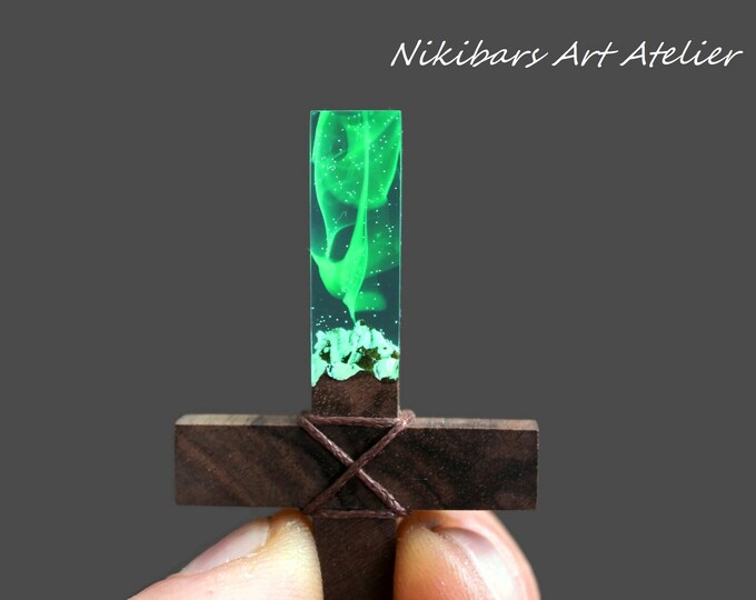 Aurora Borealis Cross UV Glow Cross Glow in Dark Resin Cross - Etsy