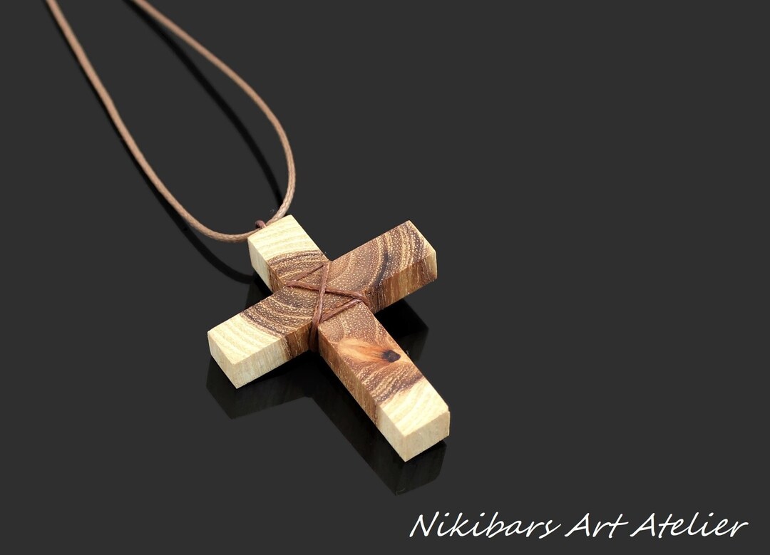 Boho Wood Cross Bohemian Wooden Cross Wooden Art Cross Necklace Wood ...