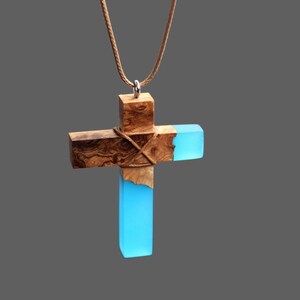 Glow in Dark Cross Necklace UV Glow Cross Glow Cross Wood | Etsy