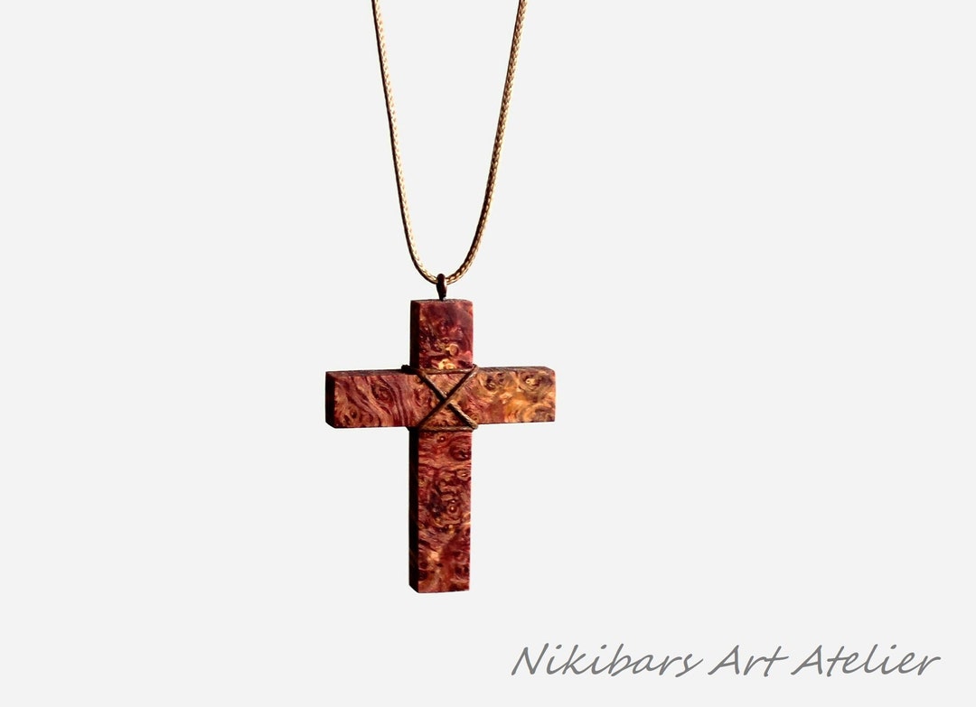 Bohemian Burl Cross Necklace Wood Cross Necklace Wooden Cross Pendant ...