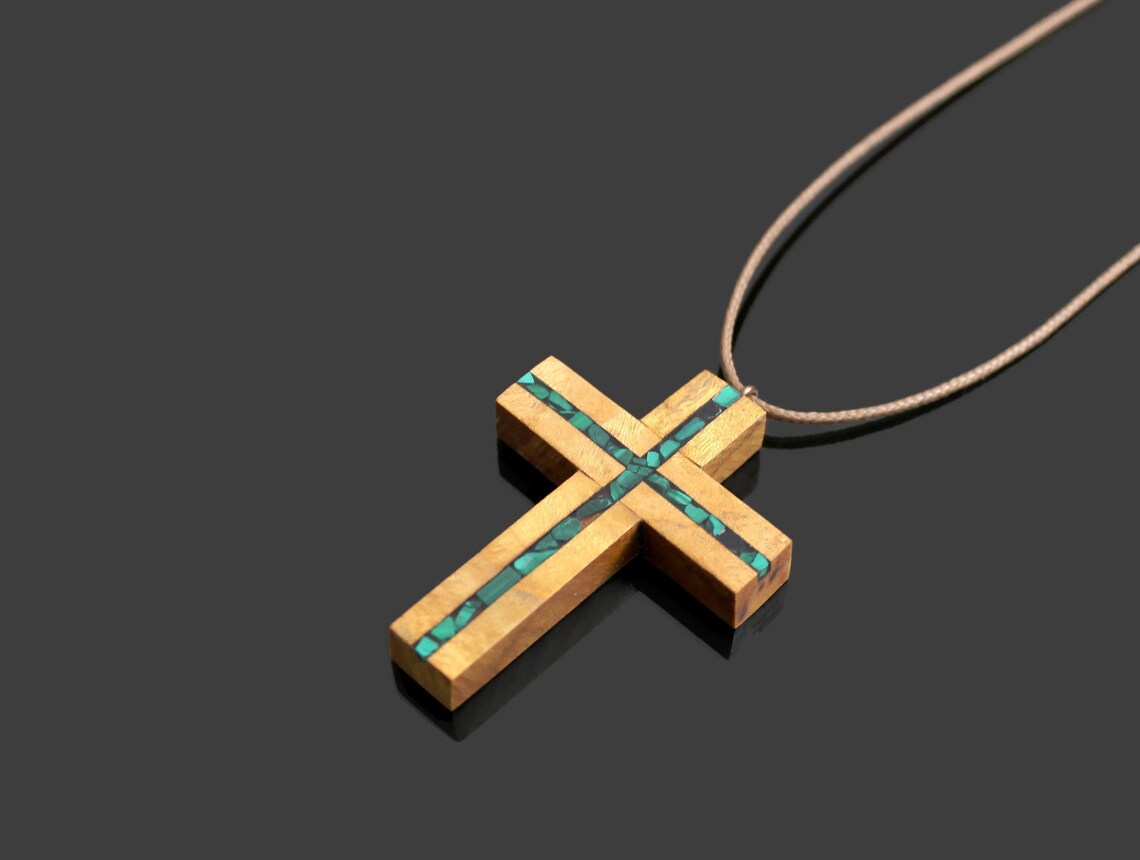 Wood Malachite Cross Wooden Art Cross Necklace Malachite - Etsy