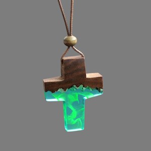 Aurora Borealis Cross, UV Glow Cross, Glow in Dark Resin Cross Necklace ...